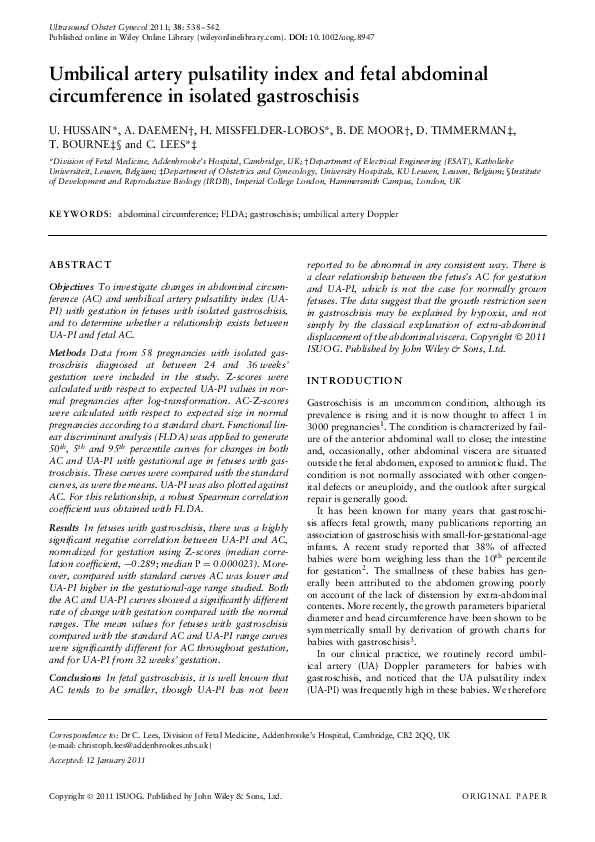 (PDF) Umbilical artery pulsatility index and fetal abdominal ...