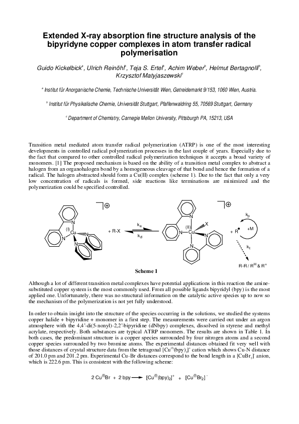 (PDF) Extended X-ray Absorption Fine Structure Analysis of the ...