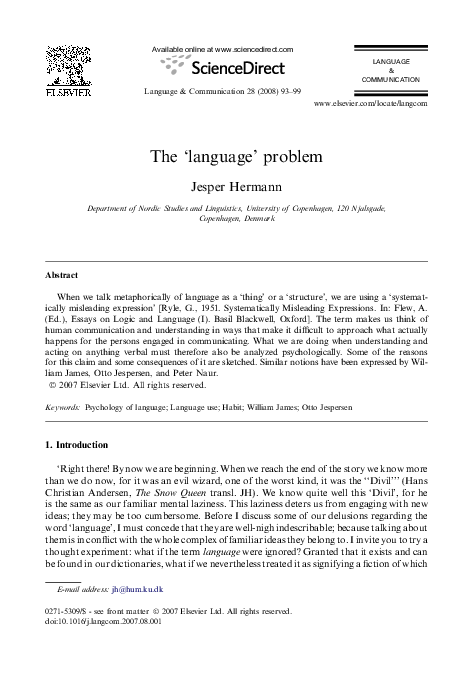 (PDF) The ‘language’ problem