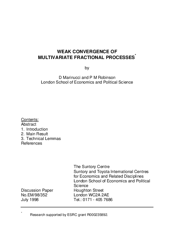 (PDF) Weak convergence of multivariate fractional processes