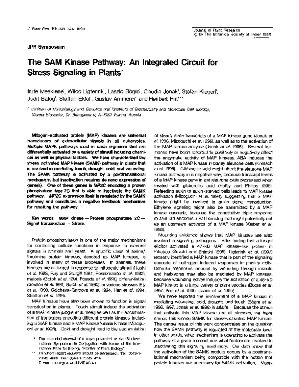(PDF) The SAM kinase pathway: An integrated circuit for stress ...