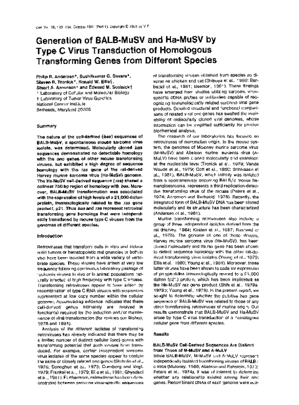 (PDF) Generation of BALB-MuSV and Ha-MuSV by type C virus transduction ...