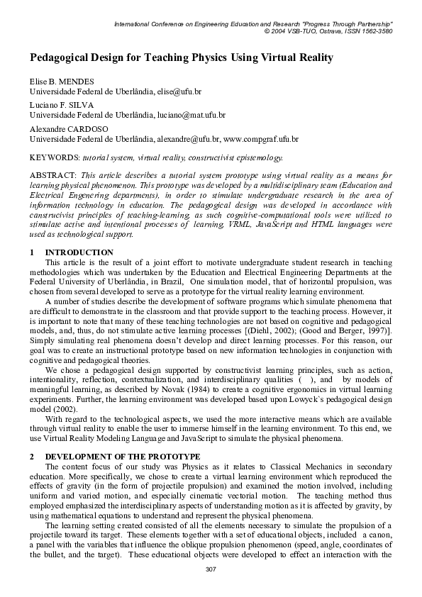 (PDF) Pedagogical Design for Teaching Physics Using Virtual Reality