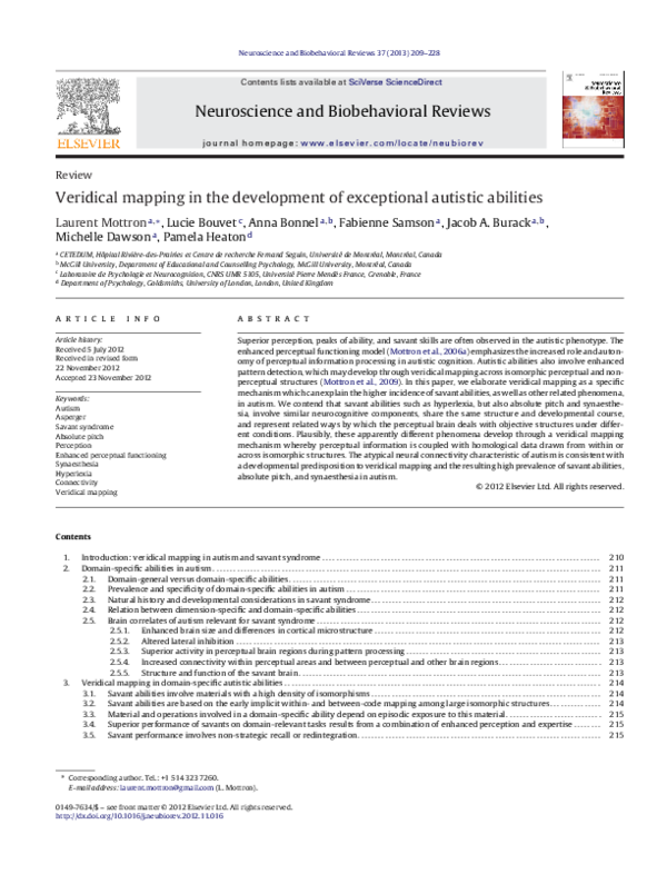 (PDF) Veridical mapping in the development of exceptional autistic ...