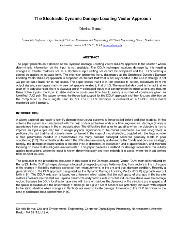 (PDF) The stochastic dynamic damage locating vector approach