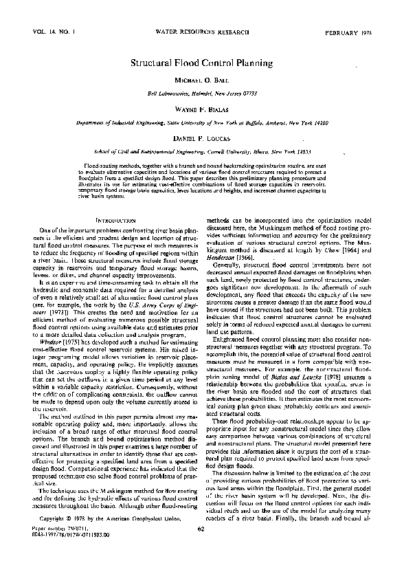 (PDF) Structural flood control planning