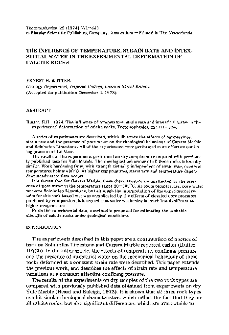 (PDF) The influence of temperature, strain rate and interstitial water ...