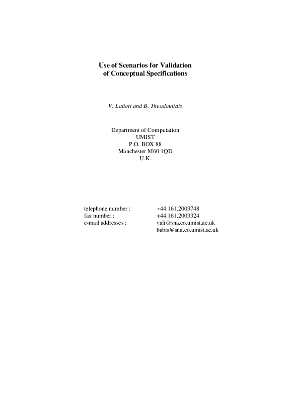 (PDF) Use of Scenarios for Validation of Conceptual Specification