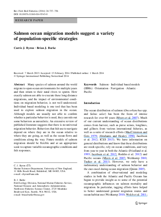 (PDF) Salmon ocean migration models suggest a variety of population ...