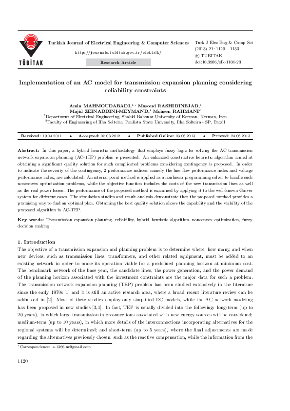 (PDF) Implementation of an AC model for transmission expansion planning considering reliability ...