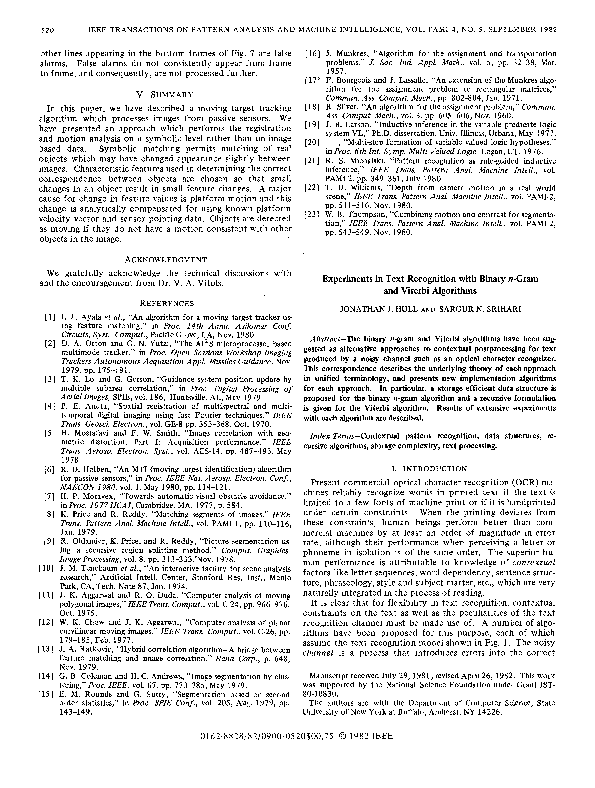 (PDF) Experiments in Text Recognition with Binary n-Gram and Viterbi ...