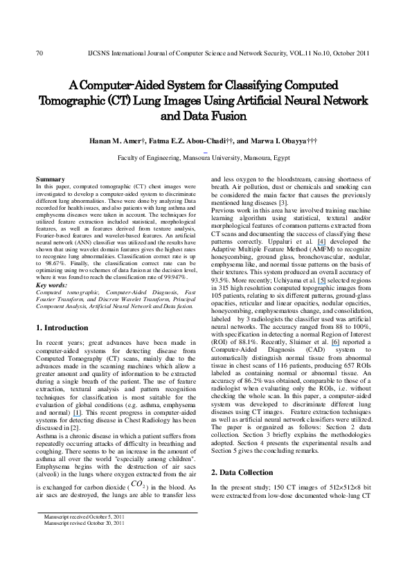 (PDF) A computer-aided system for classifying computed tomographic (CT) lung images using ...