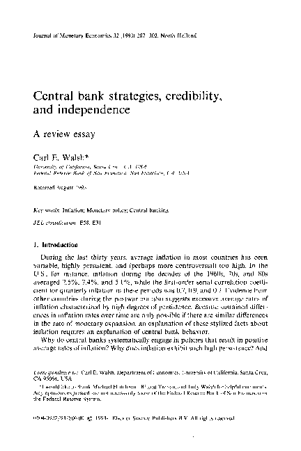 (PDF) Central bank strategies, credibility, and independence