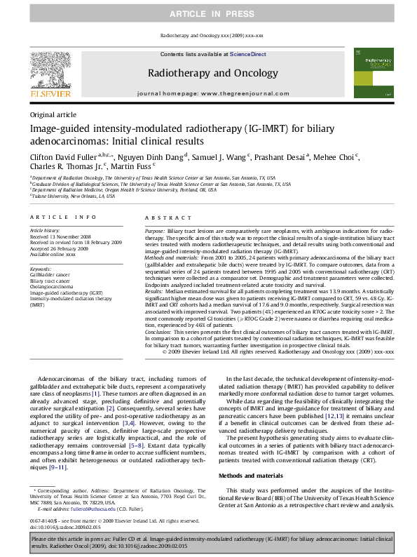 (PDF) Image-guided intensity-modulated radiotherapy for pancreatic ...