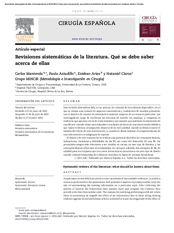 (PDF) Revisiones sistemáticas de la literatura. Qué se debe saber ...