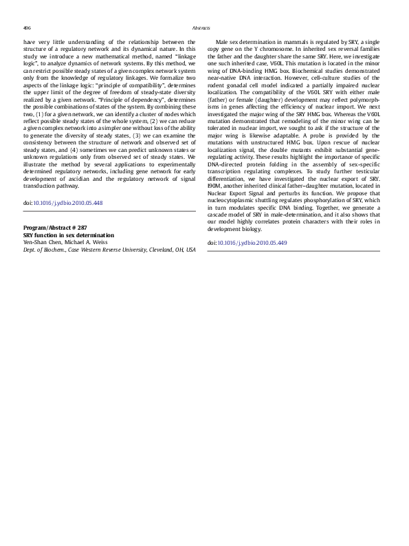 (PDF) SRY function in sex determination