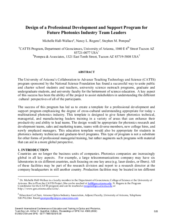 (PDF) Design of a professional development and support program for ...