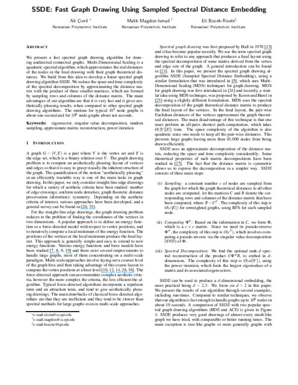 (PDF) SSDE: Fast Graph Drawing Using Sampled Spectral Distance Embedding