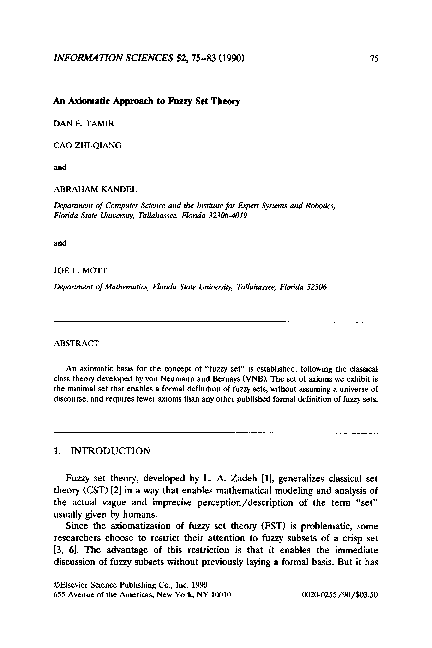 (PDF) An axiomatic approach to fuzzy set theory