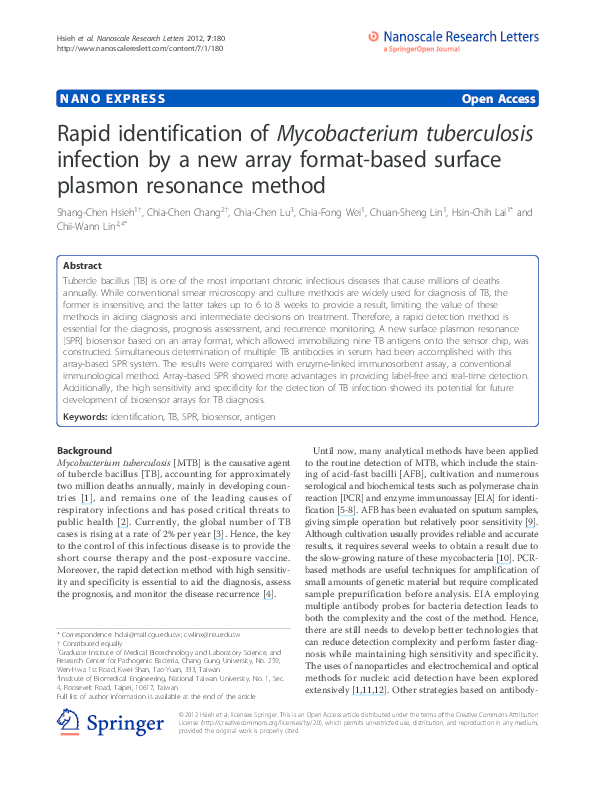 (PDF) Rapid identification of Mycobacterium tuberculosis complex on ...