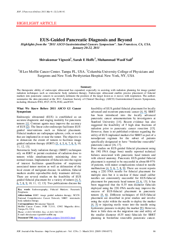 (PDF) EUS-Guided Pancreatic Diagnosis and Beyond