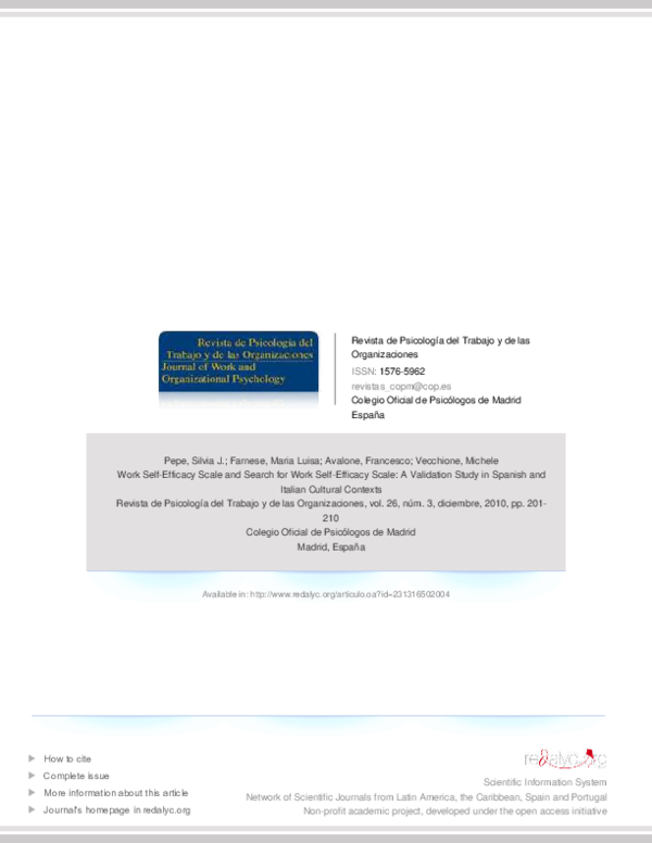 Pdf Work Self Efficacy Scale And Search For Work Self Efficacy Scale
