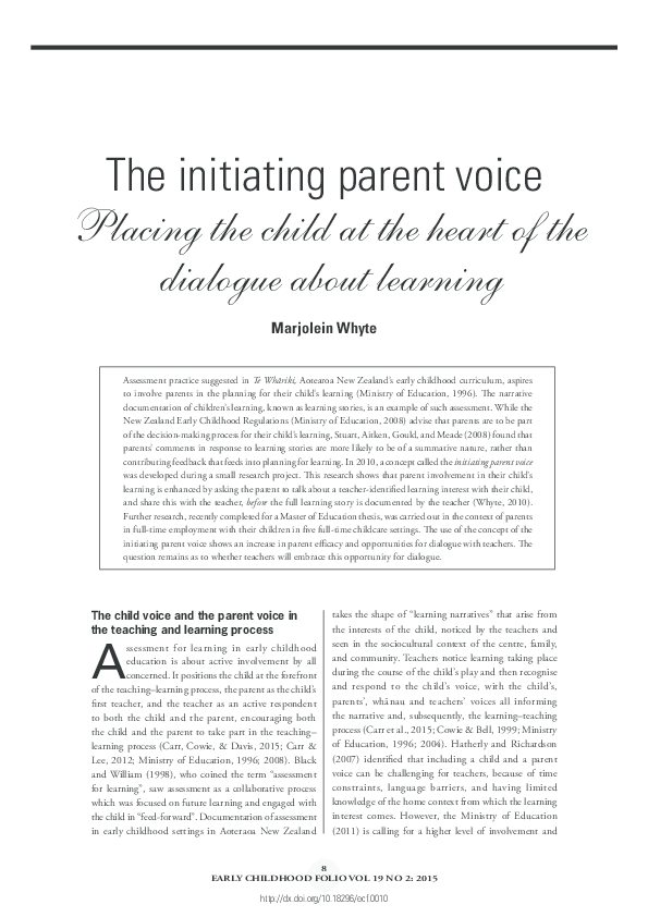 (PDF) The initiating parent voice Placing the child at the heart of the ...