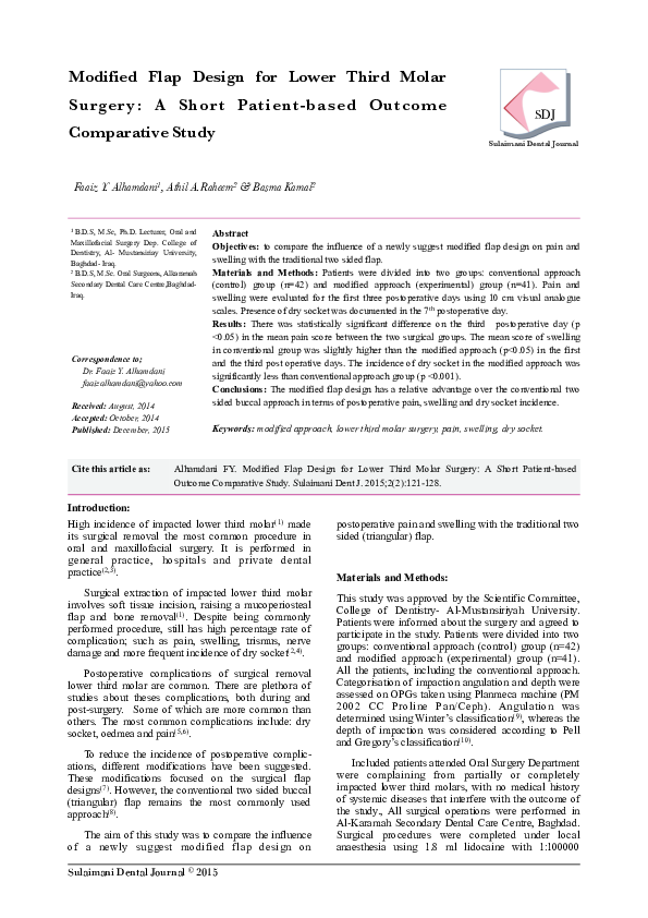 (PDF) Modified Flap Design for Lower Third Molar Surgery