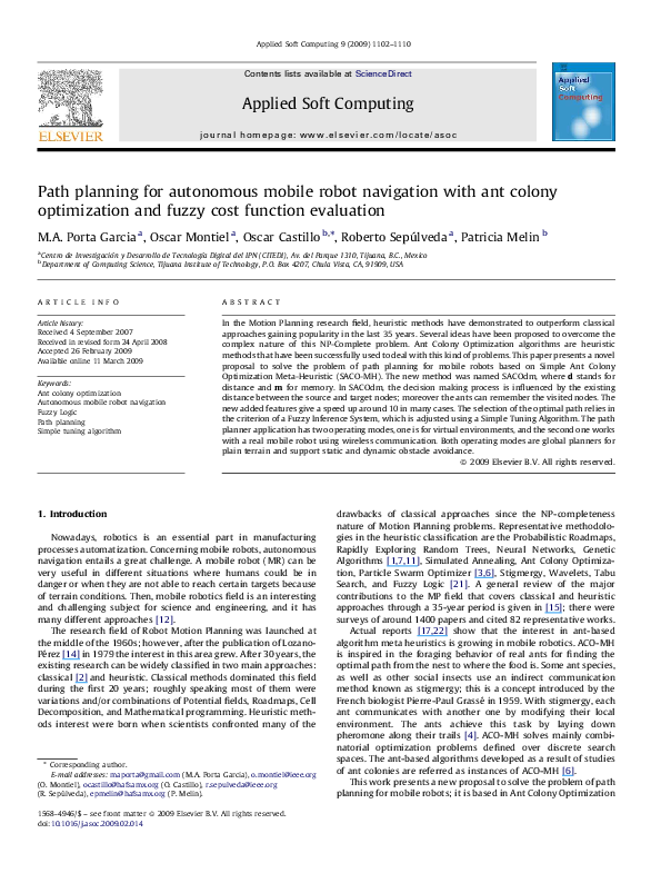 Pdf Path Planning For Autonomous Mobile Robot Navigation With Ant Colony Optimization And