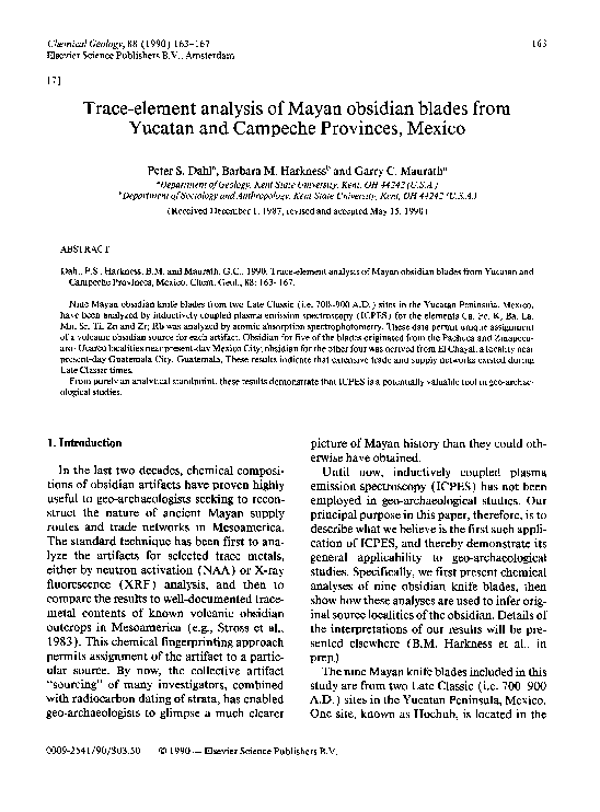 (PDF) Trace-element analysis of Mayan obsidian blades from Yucatan and ...