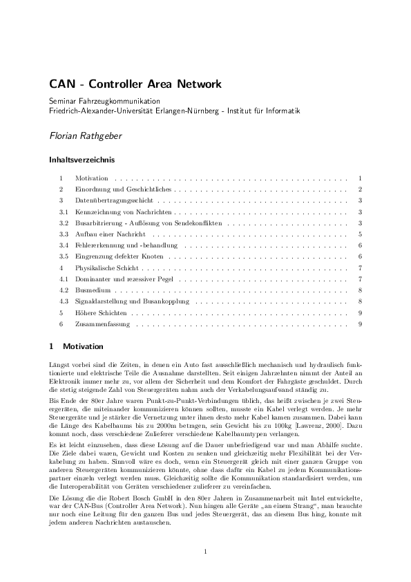 (PDF) CAN - Controller Area Network