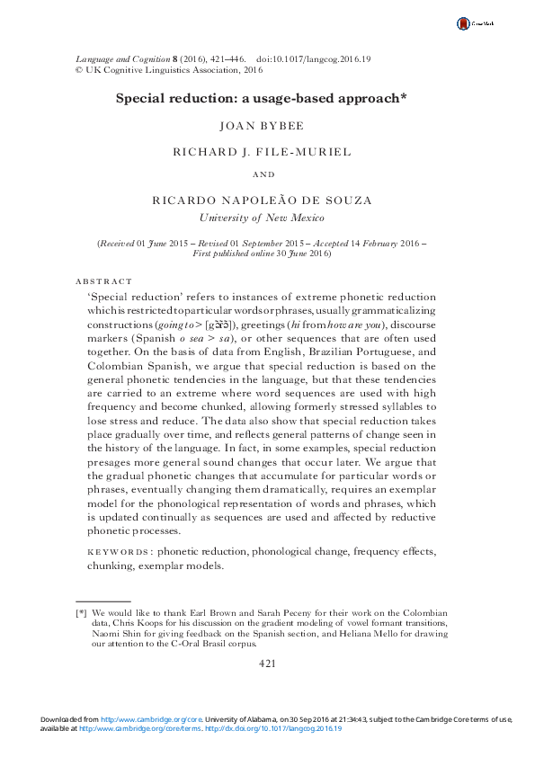 (PDF) (2016) Special Reduction: a Usage-based Approach