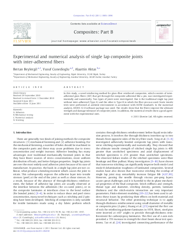Pdf Experimental And Numerical Analysis Of Single Lap Composite