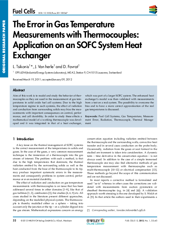 (PDF) The Error in Gas Temperature Measurements with Thermocouples ...
