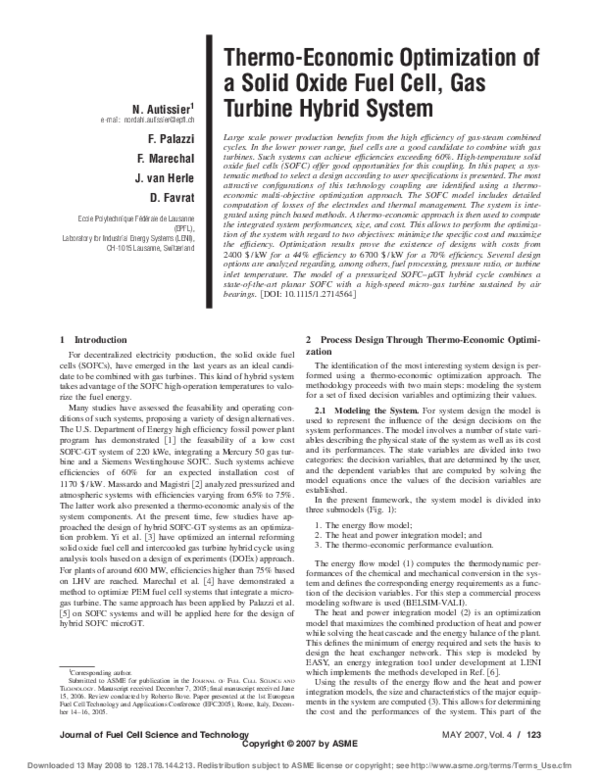 (PDF) Modelling of a Hybrid Gas Turbine and Fuel Cell System for Power Generation | Jolomi Daibo ...