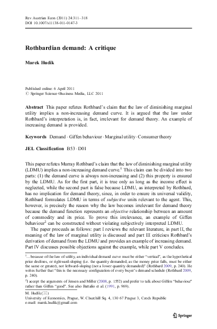 (PDF) Rothbardian demand: A critique