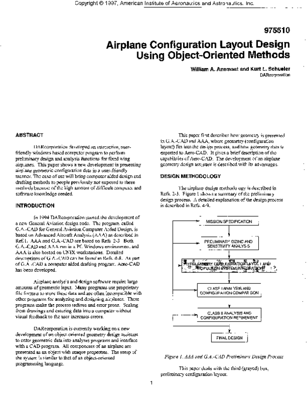 (PDF) Airplane configuration layout design using object-oriented methods