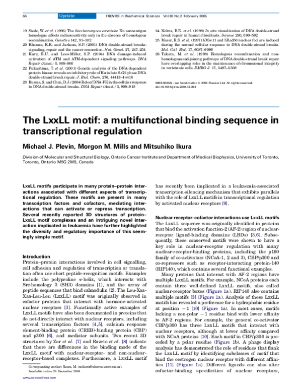 (PDF) The LxxLL motif: a multifunctional binding sequence in ...