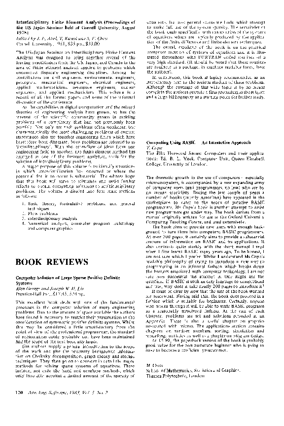 Pdf Computer Solution Of Large Sparse Positive Definite Systems