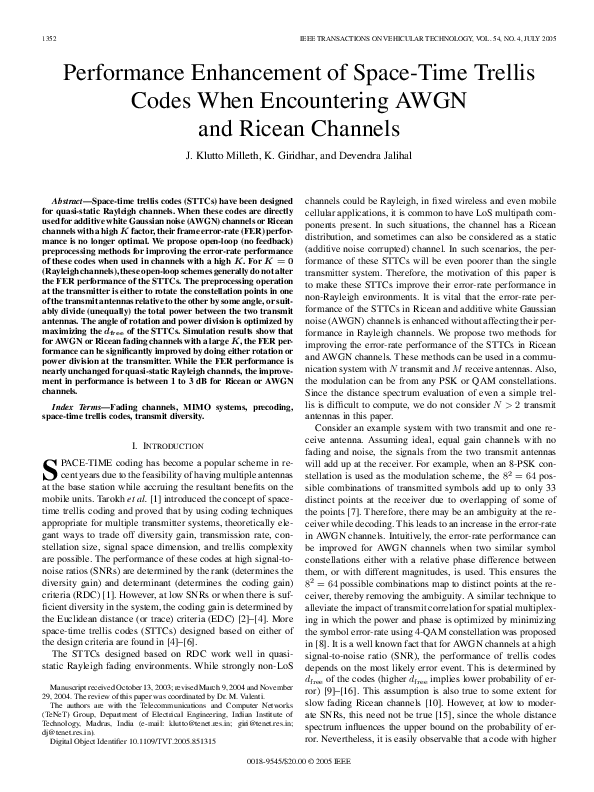 Pdf Performance Enhancement Of Space Time Trellis Codes When