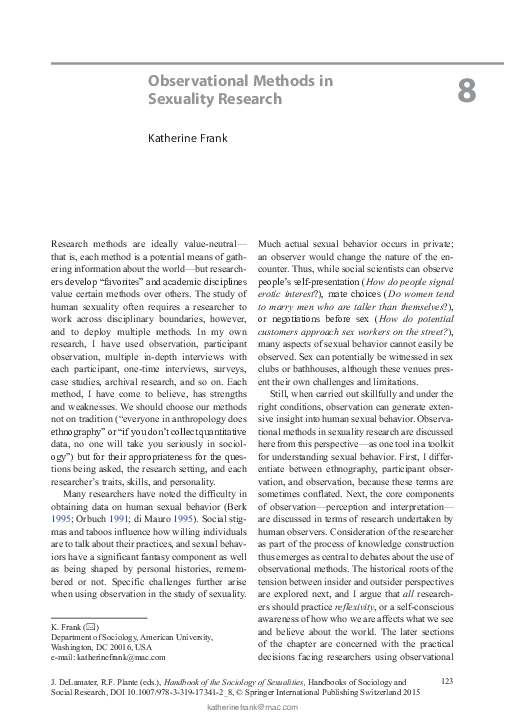 Pdf Observational Methods In Sexuality Research 3632