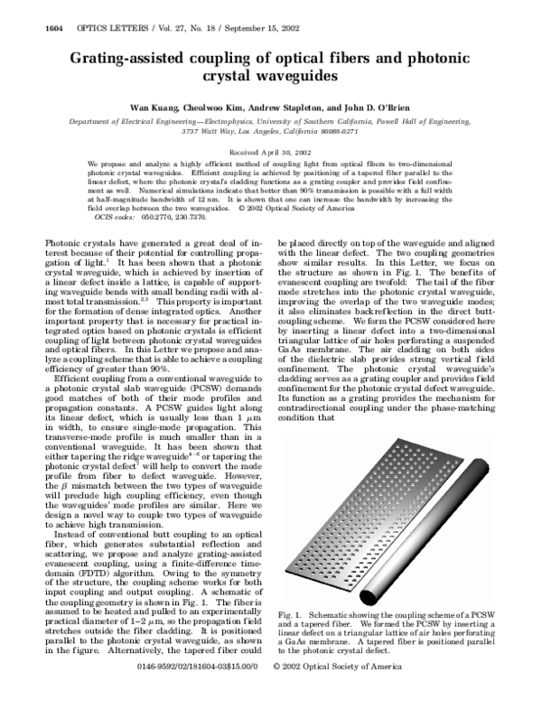 (PDF) Grating-assisted coupling of optical fibers and photonic crystal ...