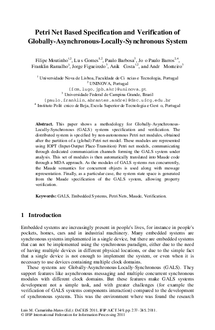 (PDF) Petri Net Based Specification and Verification of Globally-Asynchronous-Locally ...