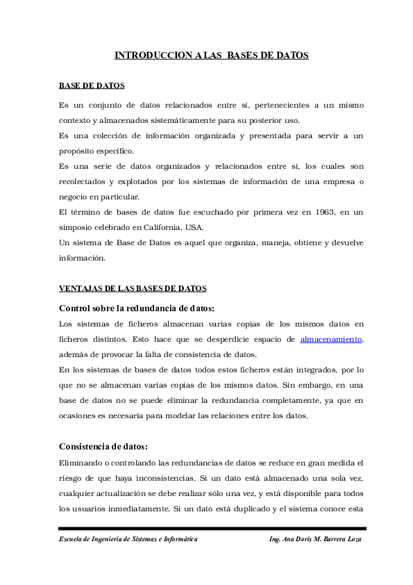 (DOC) INTRODUCCION A LAS BASES DE DATOS BASE DE DATOS