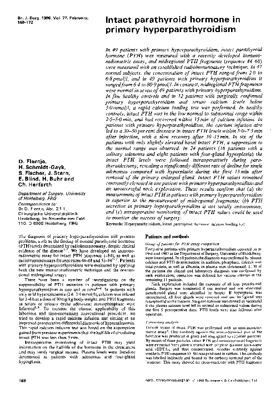 (PDF) Intact parathyroid hormone in primary hyperparathyroidism