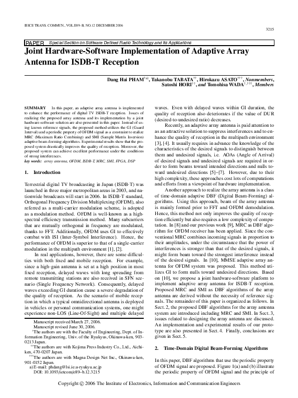 (PDF) Joint Hardware-Software Implementation of Adaptive Array Antenna ...