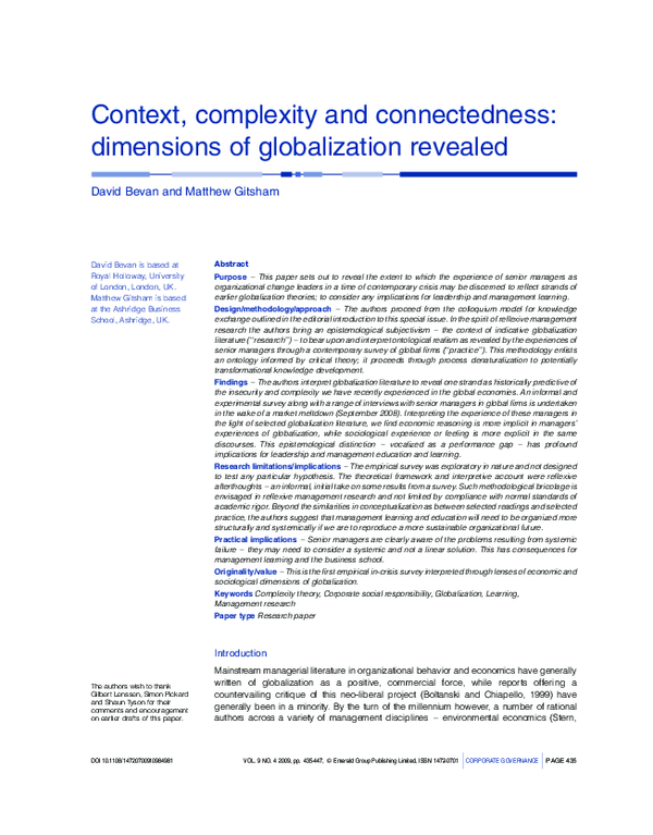 (PDF) Context, complexity and connectedness: dimensions of ...