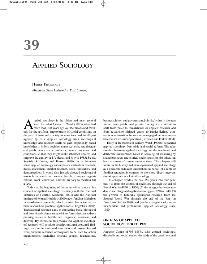 (PDF) Applied Sociology