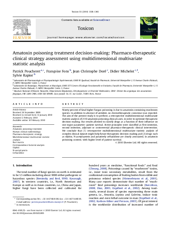 (PDF) Amatoxin poisoning treatment decision-making: Pharmaco ...