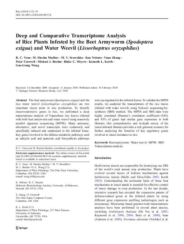 (PDF) Deep and Comparative Transcriptome Analysis of Rice Plants ...